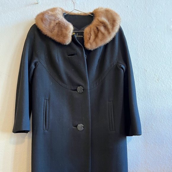 Jenny | Jackets & Coats | Vintage 96s Jenny Long Black Coat W Mink Fur ...